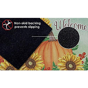 Toland Home Garden 800496 Welcome Sunflowers Fall Door Mat 18x30 Inch Pumpkin Outdoor Doormat for Entryway Indoor Entrance