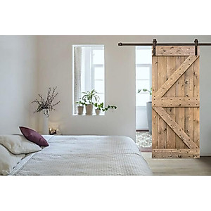 Jforest DIY 84in Barn Door with Hardware & Handle Included, Heavy Duty, Sliding Door Hardware, Pre-Drilled Barn Door, Solid Wood Material, Barn Door Made in USA. (Cappuccino) (42" x 84")