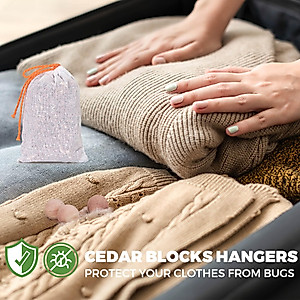 Ucomins Cedar Blocks 50Pack, Red Cedar Rings, Balls & Sachets for Closet and Drawer Storage, Scented Cedarwood for Clothes