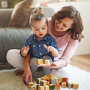 SainSmart Jr. Wooden ABC Blocks 40PCS Stacking Blocks Baby Alphabet Letters, Counting, Building Block Set for Toddlers 1.2 Inch