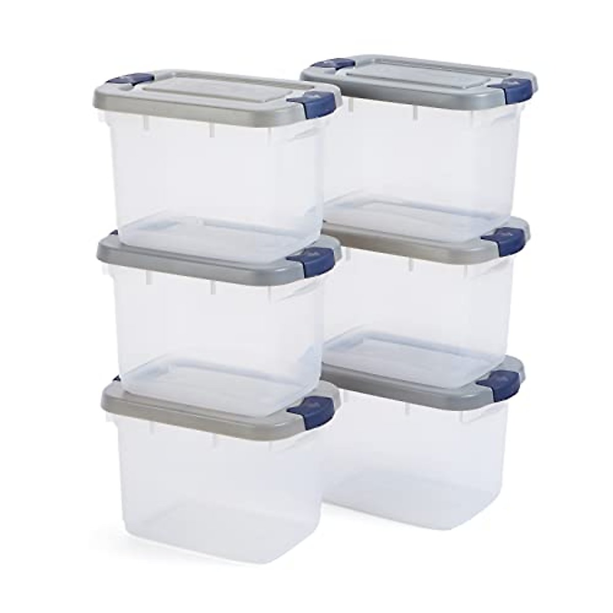 Rubbermaid Roughneck Clear 19Qt/ 4.75 Gal Storage Containers, Pack of 6, with Snap-Fit Grey Lids, Visible Base, Sturdy and Stackable, Great for Storage and Organization