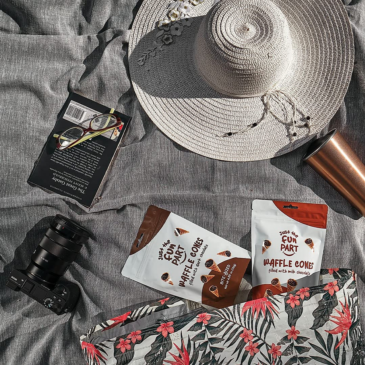 Just The Fun Part, Bite-Size Crispy Mini Waffle Cones with Premium Belgian Chocolate, Great for Snacks, Dessert, Grab & Go - Kosher, Milk Chocolate (Pack of 1)