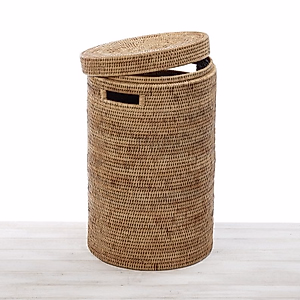 Rattan Tall Cylinder Laundry Basket/Laundry Hamper-DMY (Natural)