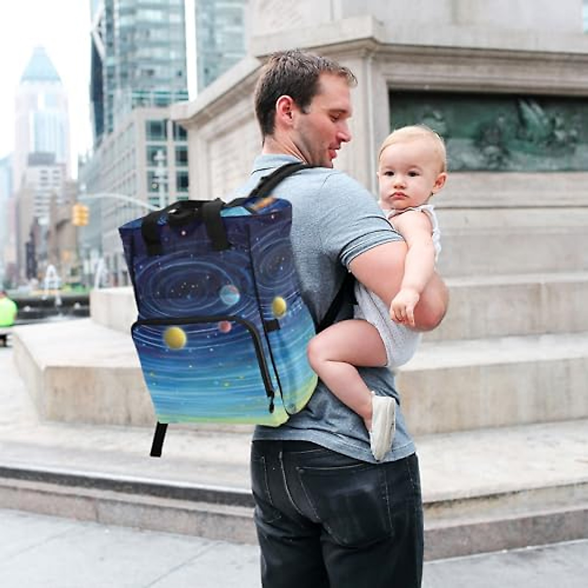 xigua Colorful Universe Diaper Bag Backpack Multi Function Baby Changing Bags Waterproof Large Capacity Travel Back Pack for Mom Dad