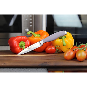 Taylors Eye Witness Syracuse Kitchen Knife 3pce Set - Paring 8cm/3.5”, Chefs 15cm/6” & Cooks All Purpose 13cm/5” Cutting Edge. Ultra Fine, Razor Sharp Blade. Soft Textured Grip Berry Colour Handle