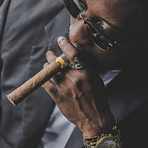 Holgod Snake Ring with Gold Tail, 925 Titanium Steel Rattlesnake Shaped Jewelry, Handmade Gift for Men Women (Mouth Close)