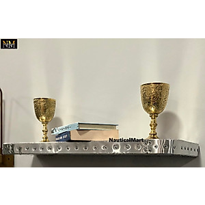 NauticalMart Floating Metal Shelf Silver Finish Deco Rack Aluminum Industrial Metal Urban Modern Design Aviator Inspired Aviation Rack Wall Mounted