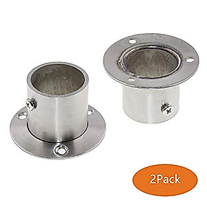 Stainless Steel Closet Rod Holder,ULIFESTAR Shower Curtain Rod Tension Rod Sockets Rod Flange Shelf Brackets,Heavy Duty Metal Shower Wardrobe Pole Holder Support,Brushed Finish 2 PCS (25mm/1'')