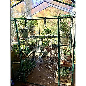Greenhouse - Walk in Greenhouse with 8 Sturdy Shelves and PVC Cover for Indoor or Outdoor Use - 56 x 56 x 76-Inch Green House by Home-Complete