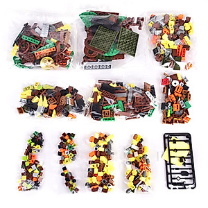 FUN LITTLE TOYS Village House Building Bricks Set with Farm Animals, for Kids, Treasure Box Prizes for Classroom, Goodie Bags Fillers