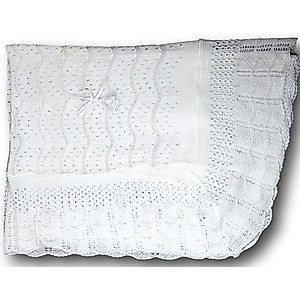 SUMA Baby Blanket Knit Toddler Nursery Swaddling Blankets for Girls and Boys Receiving Blanket for Crib, Stroller Blanket Christening Baptism, 40x50inches, Machine Wash