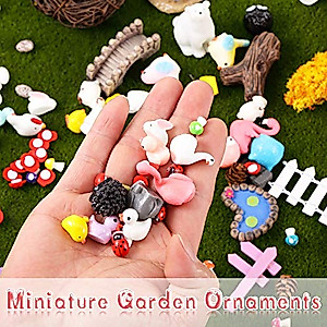 WILLBOND 88 Pieces Miniature Garden Ornaments Kits Moss Landscape Garden DIY Figurines Fairy Animal Figurines Mini Garden Animal Figurines for Christmas Outdoor Home Garden Decoration