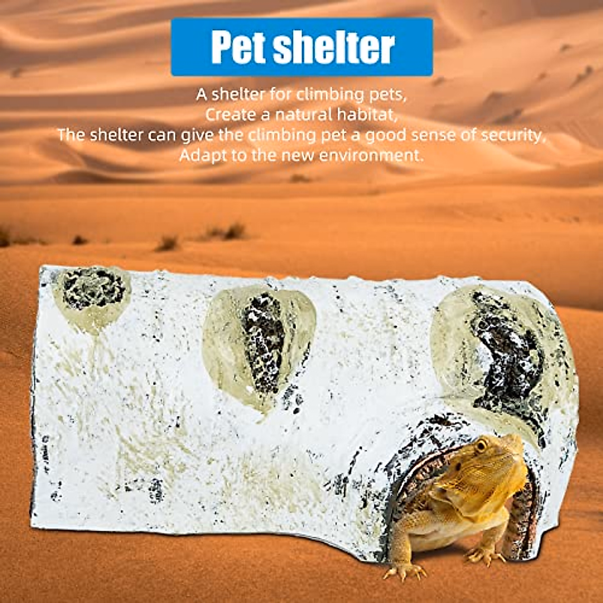 Bluecoco Reptile Tank Accessories Reptile Hide Basking Platform for Terrariums & Aquariums Bearded Dragons Gecko Frog Snake Hermit Crabs Turtle (Tree Holes)