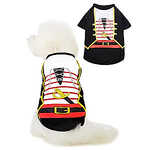 Coomour Halloween Dog Hoodies Pirate Pet Clothes Cotton Dogs Sweatersshirts for Small Medium Dogs Hooded Puppy Outfit Shirts (M)