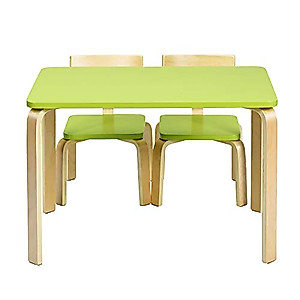 BETTARY Kids Bentwood Curved Back Table & Chair Set, Premium Toddlers Wood Furniture for Kids Reading, Arts, Crafts, Homework, Snack Time, Ideal for Daycares Playroom Home Classroom (Green)