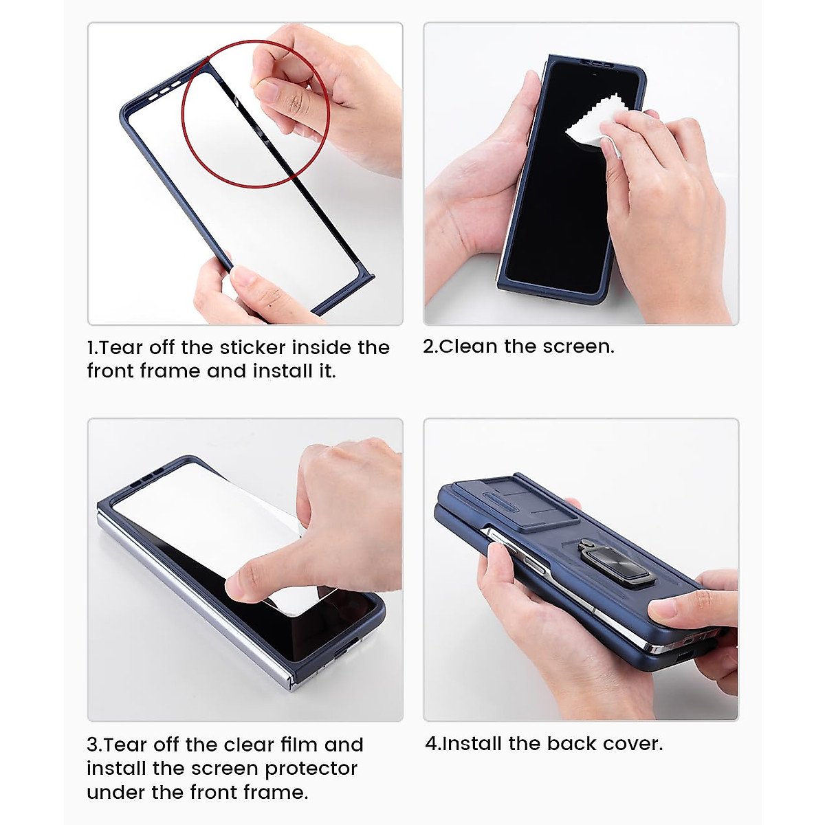 Upgraded for Galaxy Z Fold 5 Case, Samsung Fold 5 Case with Screen Protector, Kickstand Ring Holder, Slide Camera Cover and Hinge Protection - Shockproof for Z Fold 5 5G Phone - Black