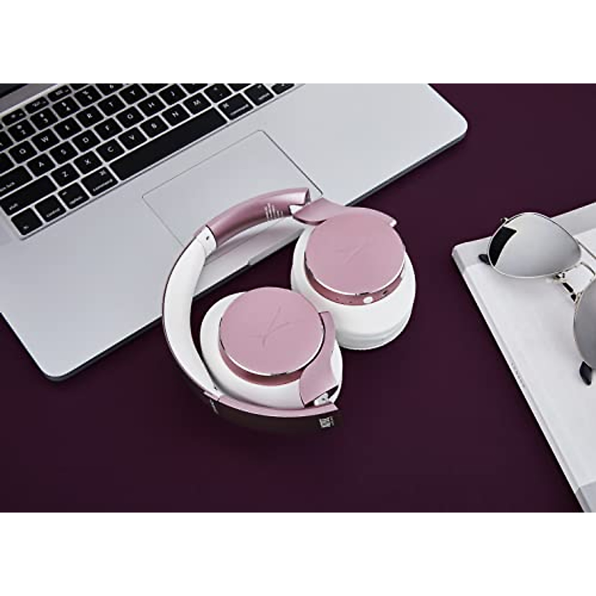 Altec Lansing Comfort Q+ Bluetooth Headphones, Active Noise Cancellation, Comfortable, Quite, Noise Cancelling Headphone, Up to 26 Hours of Playtime, 30 Ft. Wireless Range, Rose Gold