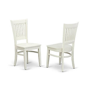 East West Furniture DLVA3-LWH-W 3 Piece Modern Dining Table Set Contains a Round Wooden Table with Dropleaf and 2 Dining Room Chairs, 42x42 Inch, Linen White