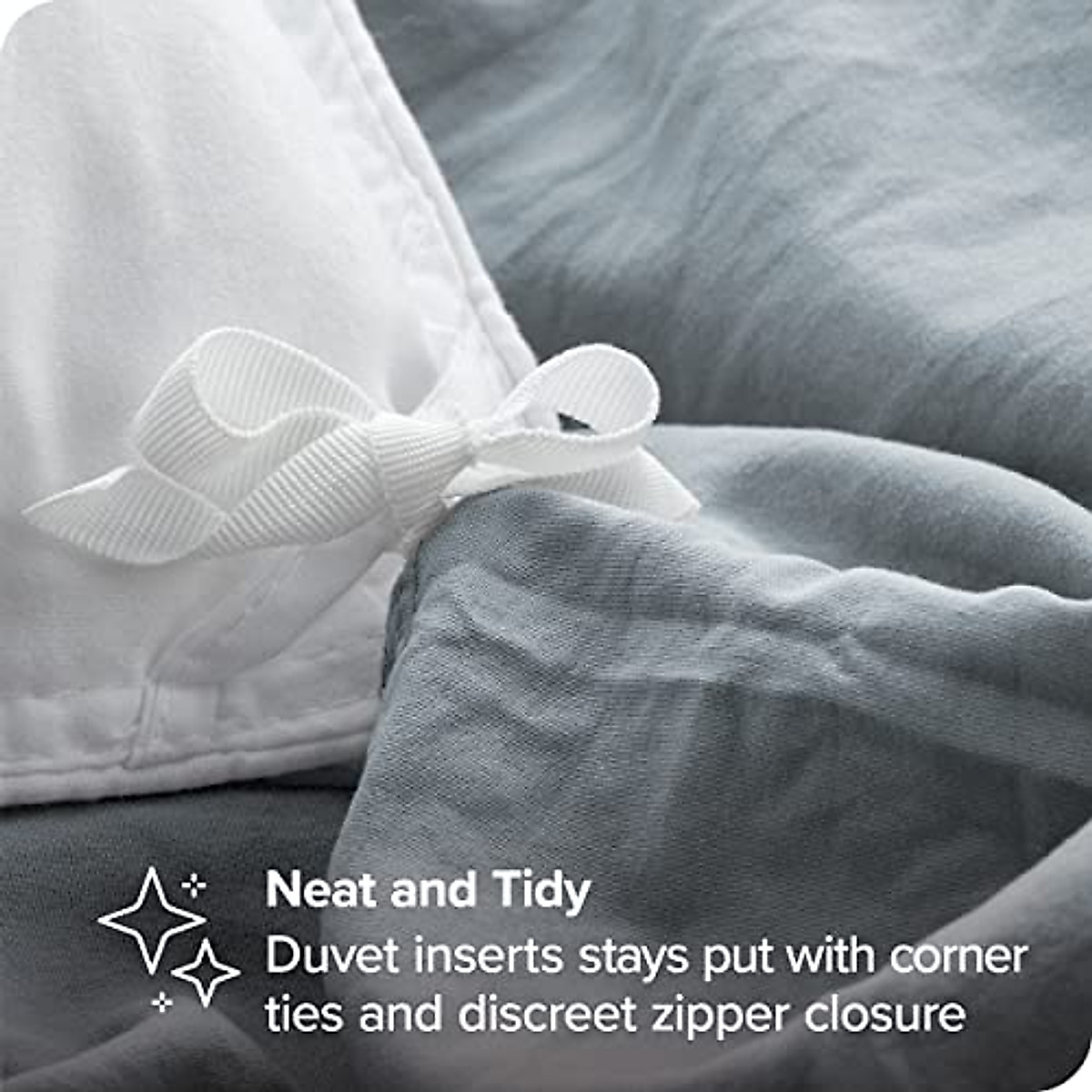 Bare Home Sandwashed Duvet Cover Queen Size - Premium 1800 Collection Duvet Set - Cooling Duvet Cover - Super Soft Duvet Covers (Queen, Sandwashed Dusty Blue)