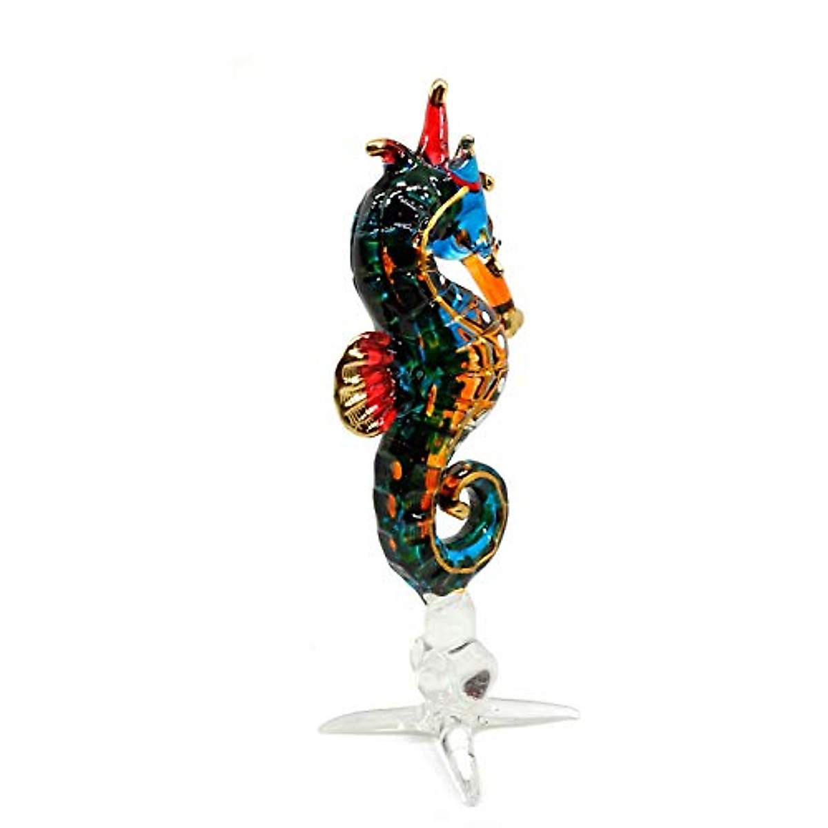 Handmade Large 6 inch Blue Sea Horse Blown Glass Art Sea Animal Figurines Figures for Anniversary Birthday Wedding Gift Ideas Ornament Miniature Cool Stuff Home Room Garden Table Decor - Y2021