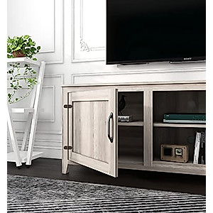 WESOME TV Stand for 50/55/60/65/70/75/80 TVs, Large Farmhouse Barn Door Wooden Media Console with Adjustable Shelves, Rustic TV Console Table Cabinet for Living Room Bedroom 70 Inch (Grey Wash)