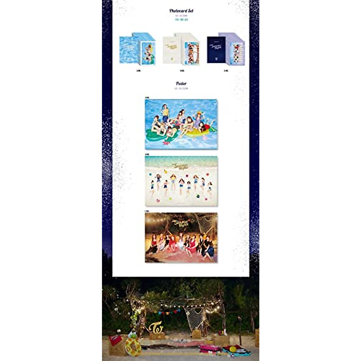 Twice - [Summer Nights] 2nd Special Album B Ver CD+1p Poster(On)+Photobook+6PhotoCard+2p Post+Extra Photocards Set K-POP Sealed