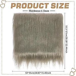 FINGERINSPIRE Faux Fur Fabric 21.7x21.7 Inch Rectangle Shaggy Plush Fluffy Fuzzy Fur Patch Gray Precut Faux Fur Square Fabric Sewing Fur Cuts for Fursuit Cosplay Costume Dwarf Craft Supply Decoration