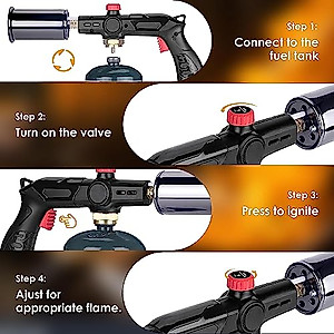 POWERFUL Kitchen Cooking Torch - Sous Vide - Propane Torch - Charcoal Torch Lighter - Grilling Culinary Kitchen Torch, Outdoor Cooking Torch for BBQ Searing Steak, Creme Brulee (Tank Not Included)