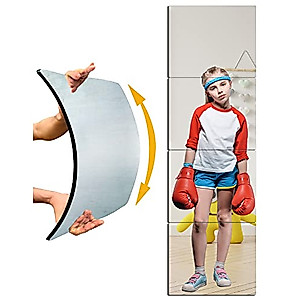 nosplit Unbreakable Gym Mirrors for Home Wall,Kids Safe Shatterproof Full Length Workout Extra Thick1/8 48''x12'',Child Acrylic Plastic Non Glass Long Body Mirror, Bedroom Door Tiles, Silver