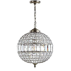 JONATHAN Y JYL6110B Georgina Crystal/Metal LED Chandelier Pendant Glam Contemporary Transitional Dimmable Dining Room Living Room Kitchen Foyer Bedroom Hallway, 16", Antique Brass/Clear