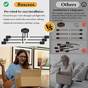 Modern Sputnik Chandelier 6-Light Industrial Ceiling Lights Fixture 22" Black Semi Flush Mount Ceiling Light with E26 Base Sputnik Lights Fixture for Dining Room Bedroom Foyer Hallway Living Room