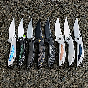 KANSEPT Baku Pocket Folding Knives for Men EDC Camping Folding Knife 3.2'' CPM-S35VN Material Women Folding Knives with Titanium Copper Carbon Fiber Handle Everyday Carry K1056A1