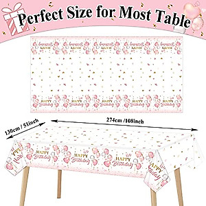 1Pack Pink Rose Gold Tablecloths for Rose Gold Birthday Decorations Plastic Disposable Party Table Covers for Rectangle Tables Girl Women Parties Happy Birthdays Weddings Party Favors, 54 x 108 Inches
