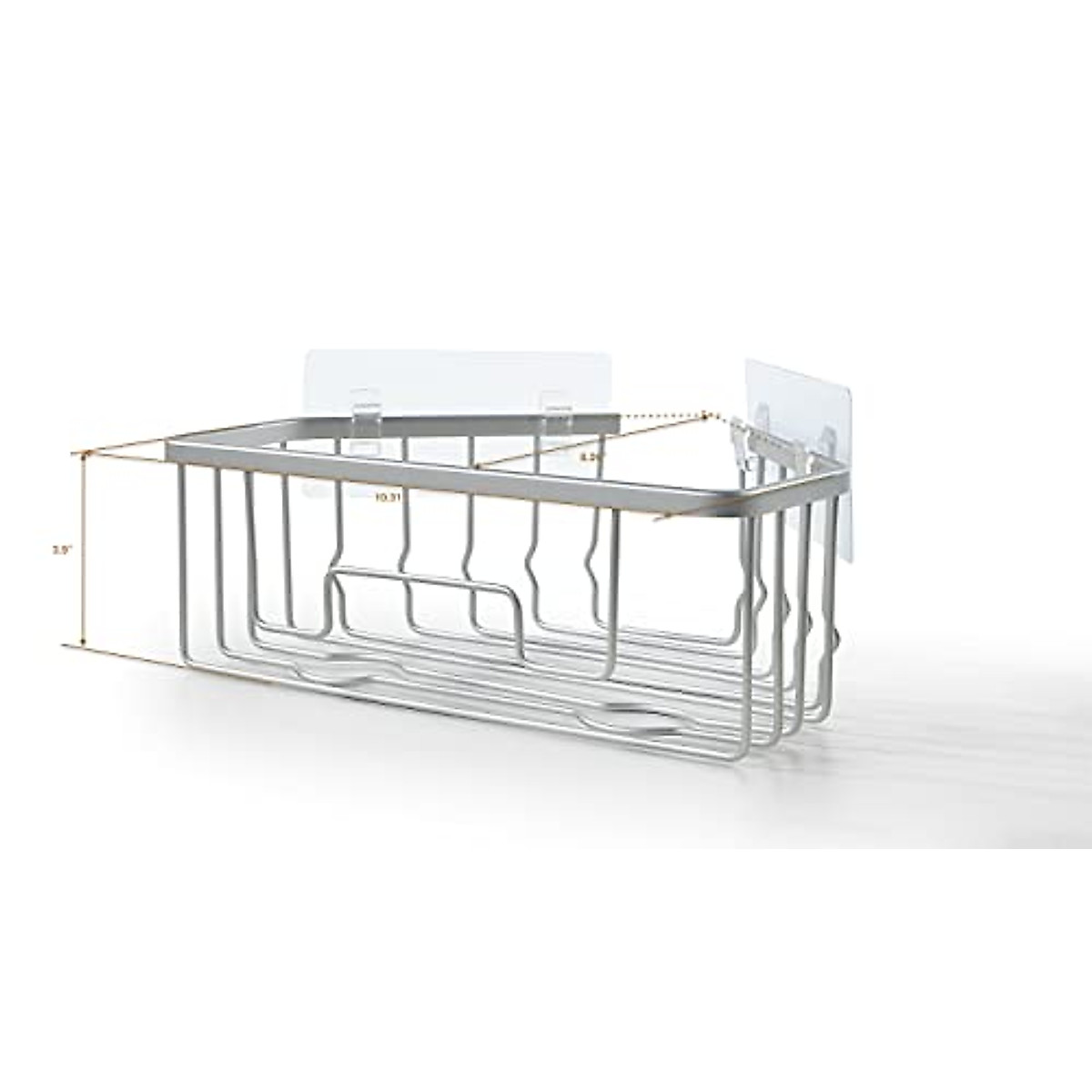 SunnyPoint RustProof Aluminum Wall Mount Shower Caddy Basket Shelf; Adhesive Hook Pad Included (Triangle, Silver)