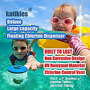 Pool Chlorine Floater,Pool clorination Tablets Dispenser,Chlorine Tablets for Above Ground Pool,Fit 3" Chlorine Tablets (Blue)
