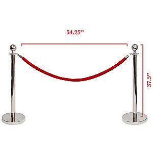 4.5 Foot Red Velvet Rope - 1.5" Rope Barrier with Metal Clips for Ball Top Stanchions by Pudgy Pedro's Party Supplies (Gold)