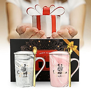 EXREIZST Grandma Grandpa Coffee Mugs - Best Grandma Grandpa Ever Couple Cups Set - Pregnancy Announcement for Grandmother Grandfather - Promoted to Grandparent Anniversary Birthday Gifts