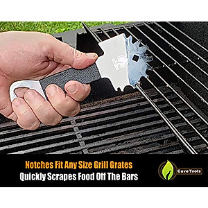 Cave Tools Bristle-Free Metal Grill & Griddle Scraper - Includes Bottle Opener - Barbeque Brush Substitute - BBQ Grill Accessories, Stainless Steel