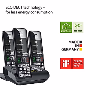 Gigaset Comfort 552A Trio - 3 Cordless Phones - Answering Machine - Made in Germany - Elegant Design - Hands-Free Mode - Comfort Call Protection - Big Phone Book, Titanium-Black