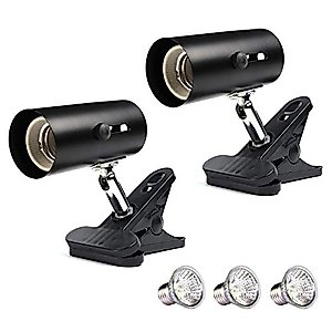 2 Pack Clamp Lamp Fixture with 3 Pack 50W UVA UVB Bulbs, for Reptiles Adjustable Habitat Lighting & Heat Lamps Holder Stand for Pet Habitat Heat Light Bulbs/Lamps