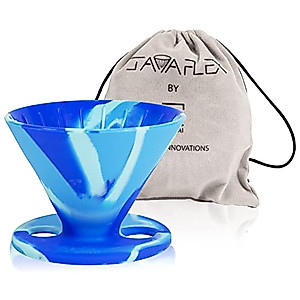 Qullai The Original JavaFlex Premium Foldable Silicone Pour Over Coffee Maker and Storage Pouch. Uses #2 V60 Cone Coffee Filters