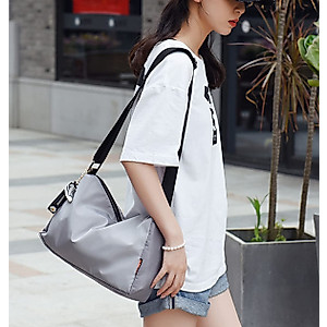 Tonriya nylon crossbody straps bags travel purses for women shoulder bags. (Black)