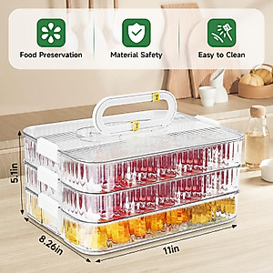 Deli Meat Container for Fridge, Bacon Lunch Meat Container for Refrigerator, Three-ply Cold Cuts Storage Containers for Fridge, Food Storage Boxes with Lids, Meal Prep Containers for Cheese, Fruit