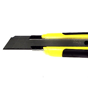 SDI-5431 Snap-off Utility Knife with 12 Set of Sk2+cr Blades, 18mm Heavy Duty Rubber Grip Cutter for Right or Left Handed User