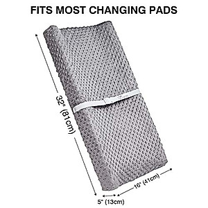 Changing Table Cover, AceMommy Ultra Soft Minky Dots Plush Changing Pad Covers for Baby Boy & Girl Breathable Changing Table Sheets Wipeable Diaper Changing Pad Cover Brown&Grey (2 Pack)