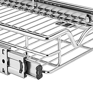 HOLD N' STORAGE Pull Out Cabinet Organizer, Heavy Duty-with Lifetime Limited Warranty -11”W x 21”D - Requires At Least a 12-1/4” Cabinet Opening, Steel Metal cabinet drawers slide out, Chrome Finish