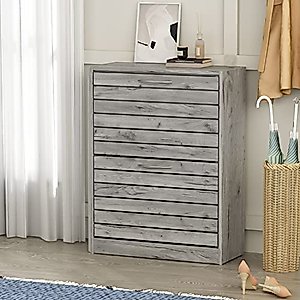 AGOTENI Shoe Cabinet with 2 Flip Drawers, Shoe Storage Organizer with 2-Tier Shelf for Entryway, Freestanding Shoe Rack Storage Organizer (Grey)