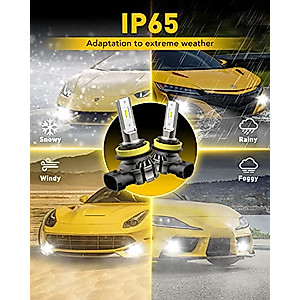 AUXITO H11/H8/H16 LED Fog Light Bulbs or DRL, 6000 Lumens 6500K Cool White Light, 300% Brightness, CSP LED Chips Fog Lamps Replacement for Cars, Play and Plug (Pack of 2)