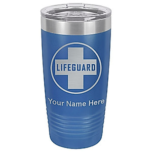 LaserGram 20oz Vacuum Insulated Tumbler Mug, Lifeguard, Personalized Engraving Included (Dark Blue)