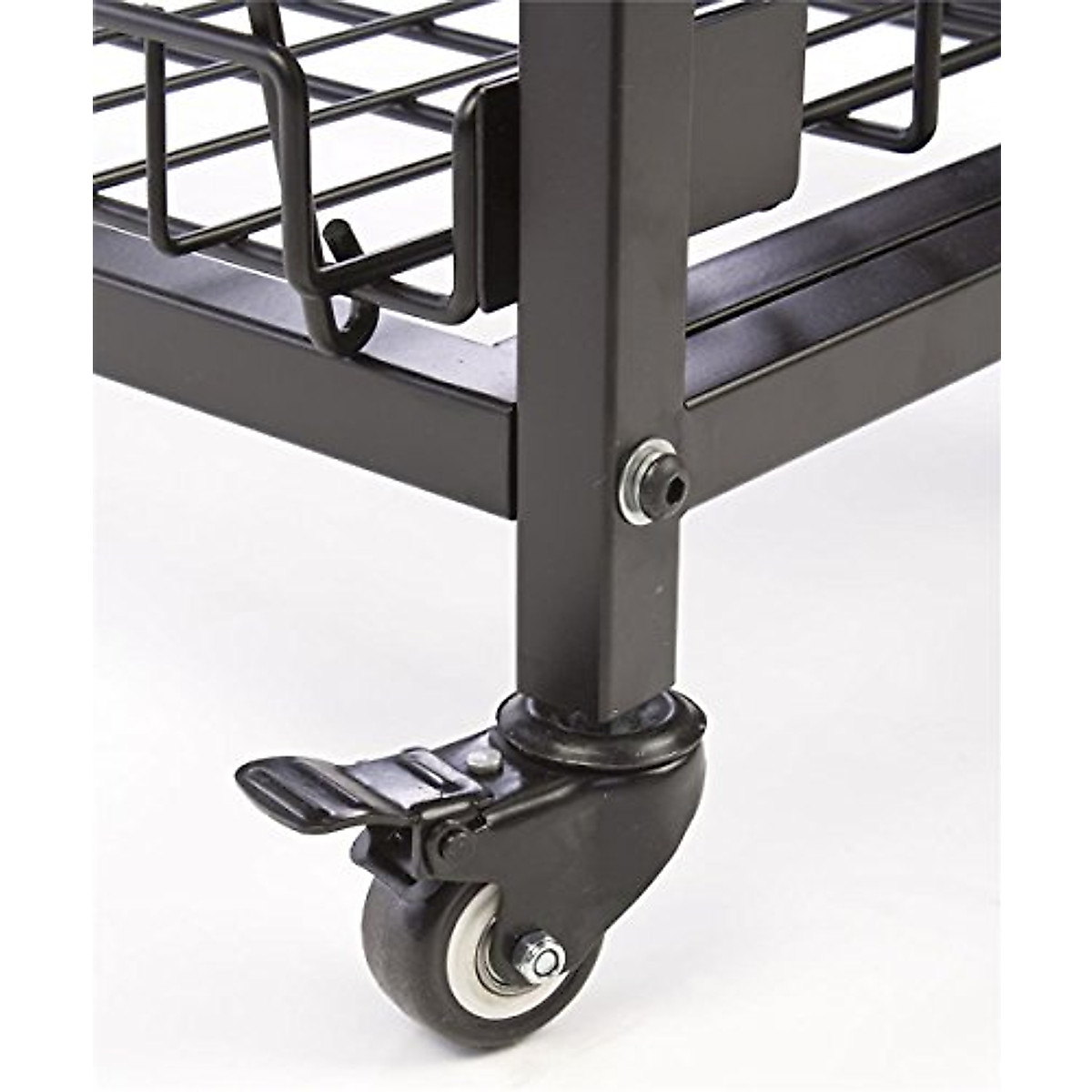 Displays2go Steel Baker's Rack with Wheels Six Wire Shelves, Black